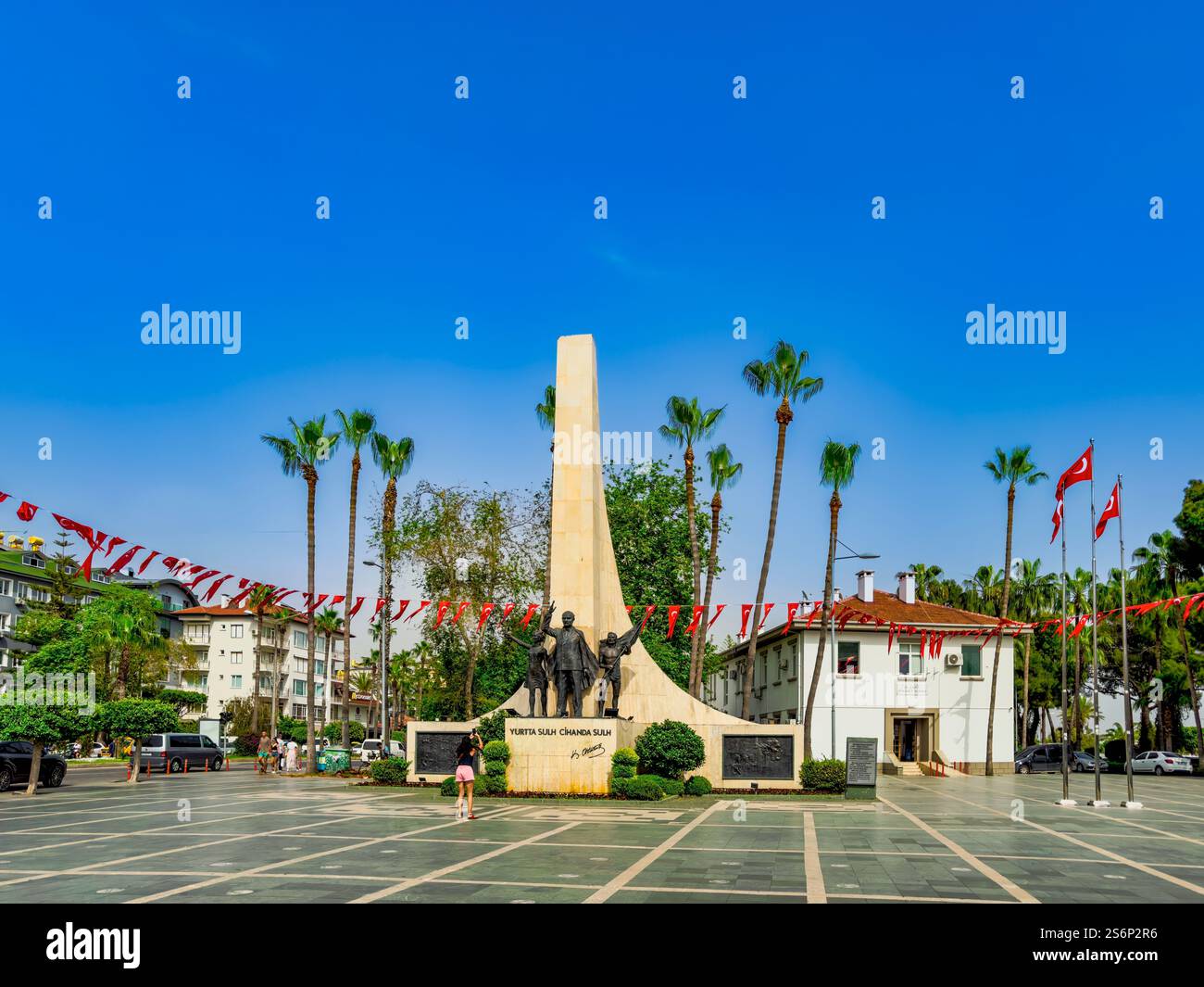 Quote on the ataturk monument in republic square hi-res stock ...