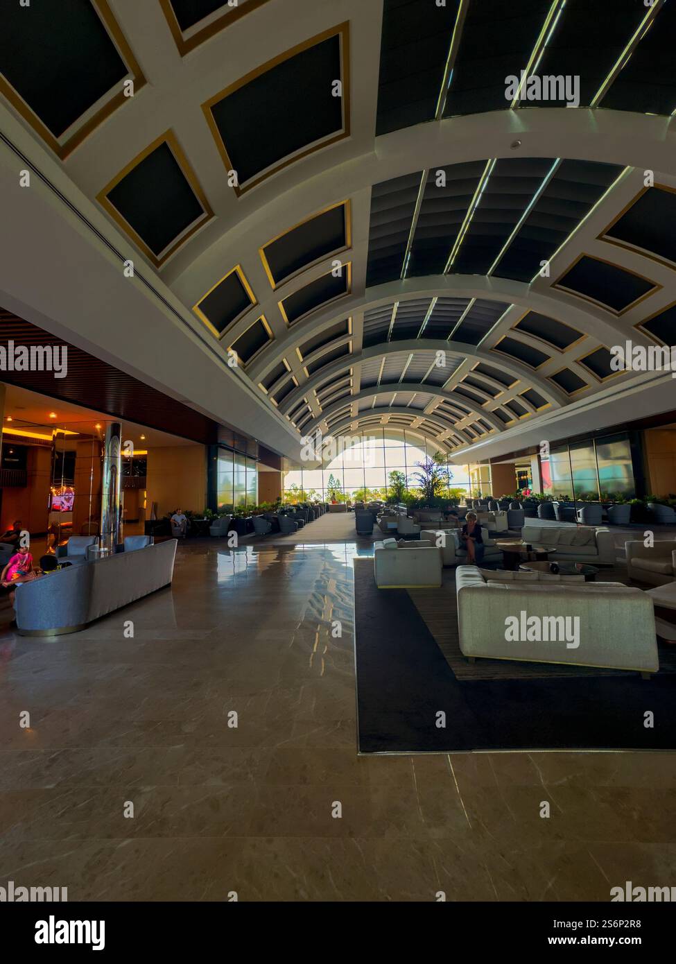Foyer of the Miracle Resort Hotel on Lara Beach, Turkish Riviera ...