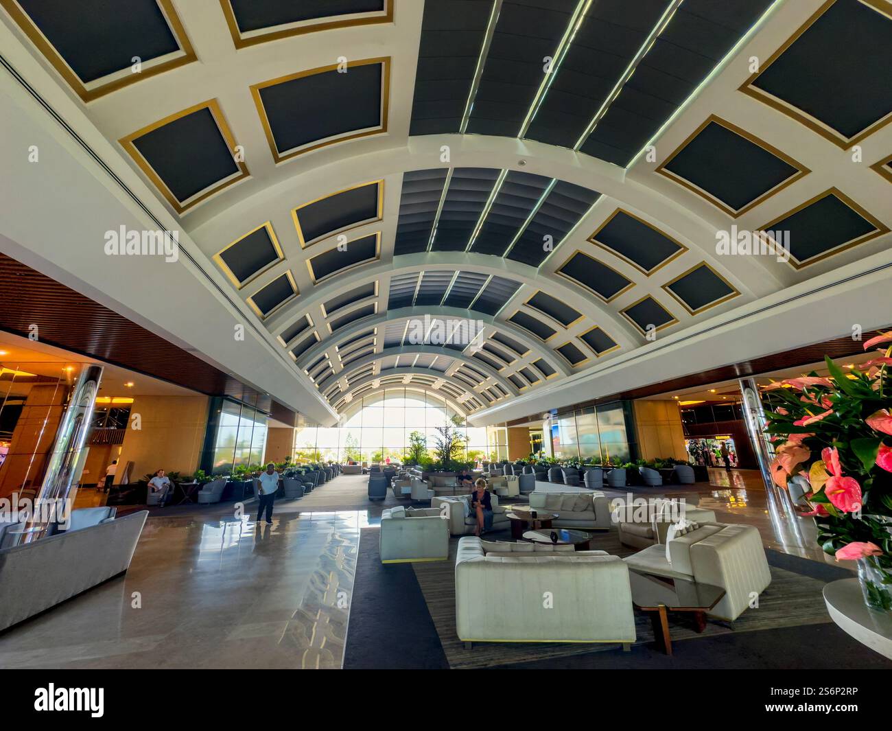 Foyer of the Miracle Resort Hotel on Lara Beach, Turkish Riviera ...