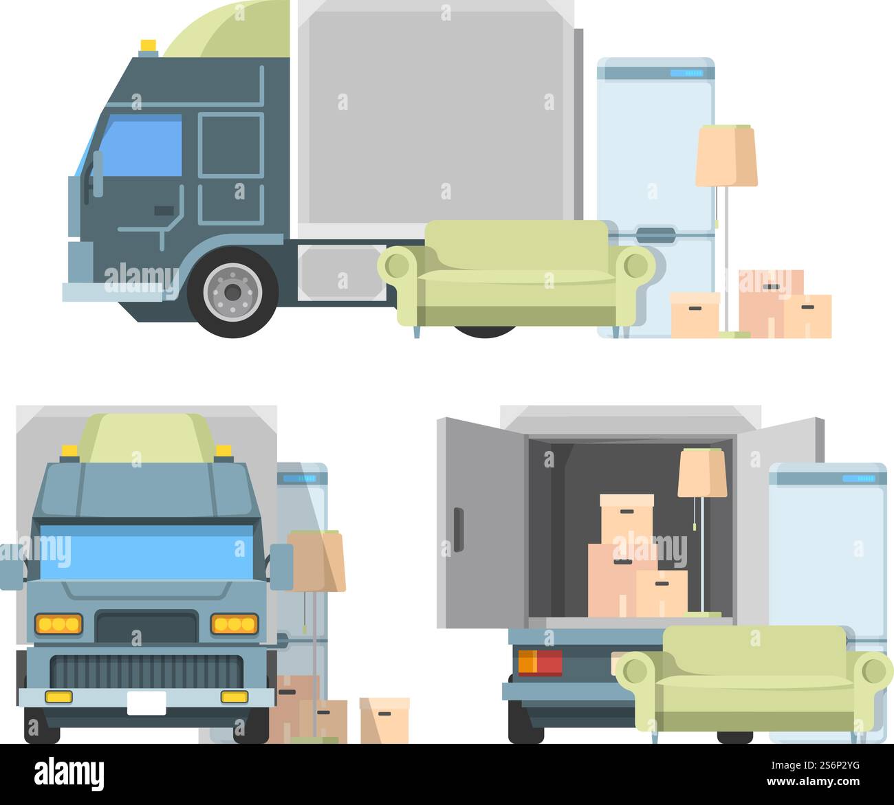 Move container inside truck. Package loading moving from home cargo ...