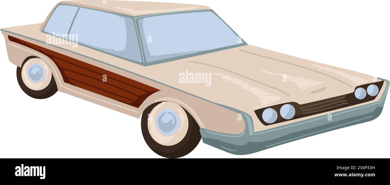 Classic car of 1960s, isolated icon of transport in motion. Stylish old ...