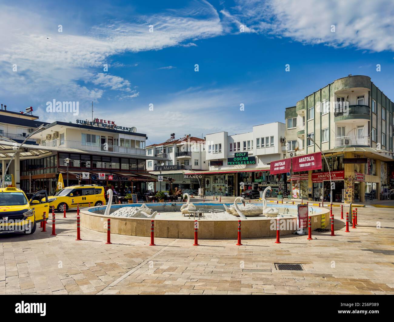 Center of the tourist town of Belek City in the province of Antalya ...