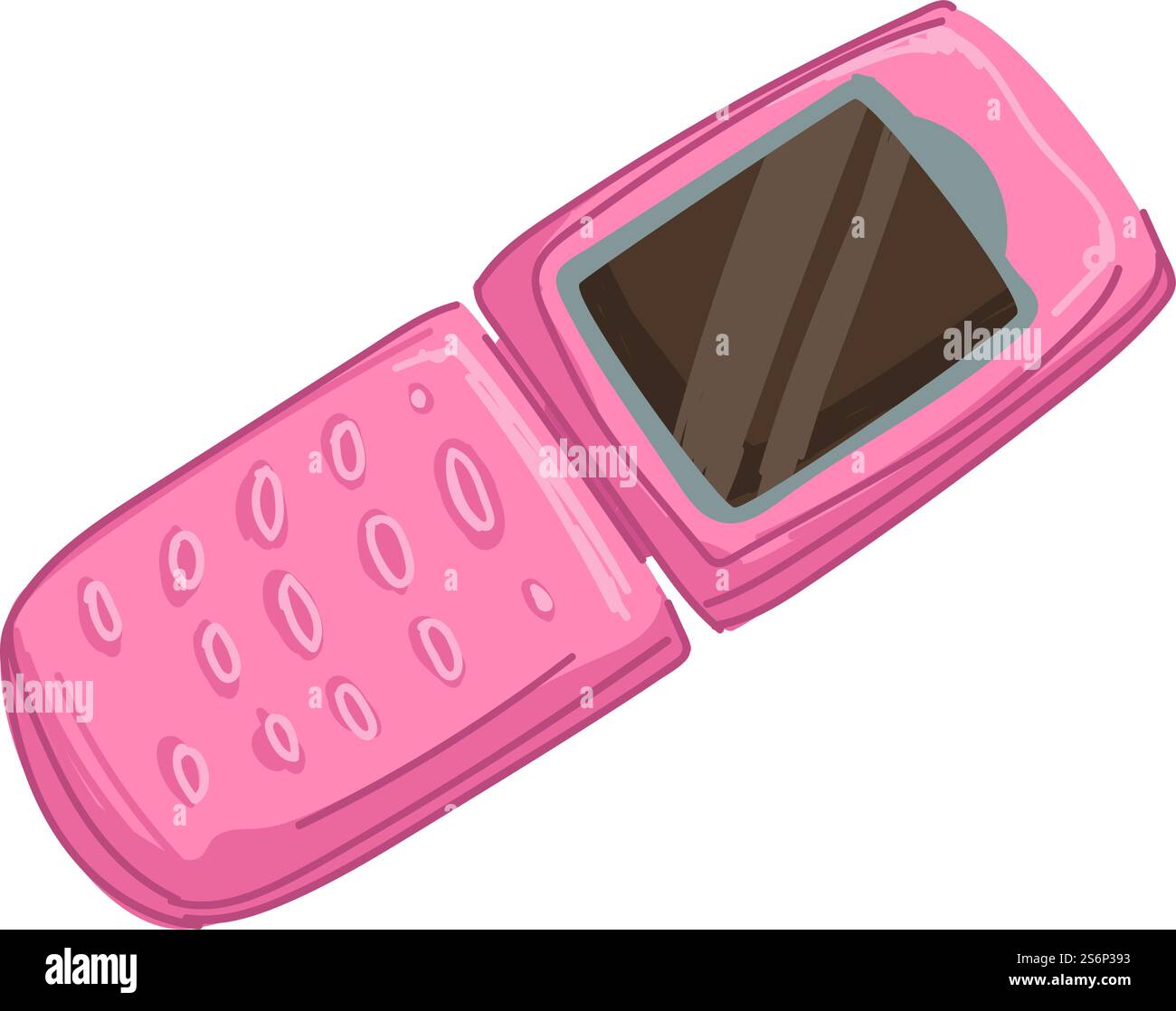 Retro cell phone with small screen and buttons. Isolated mobile with ...