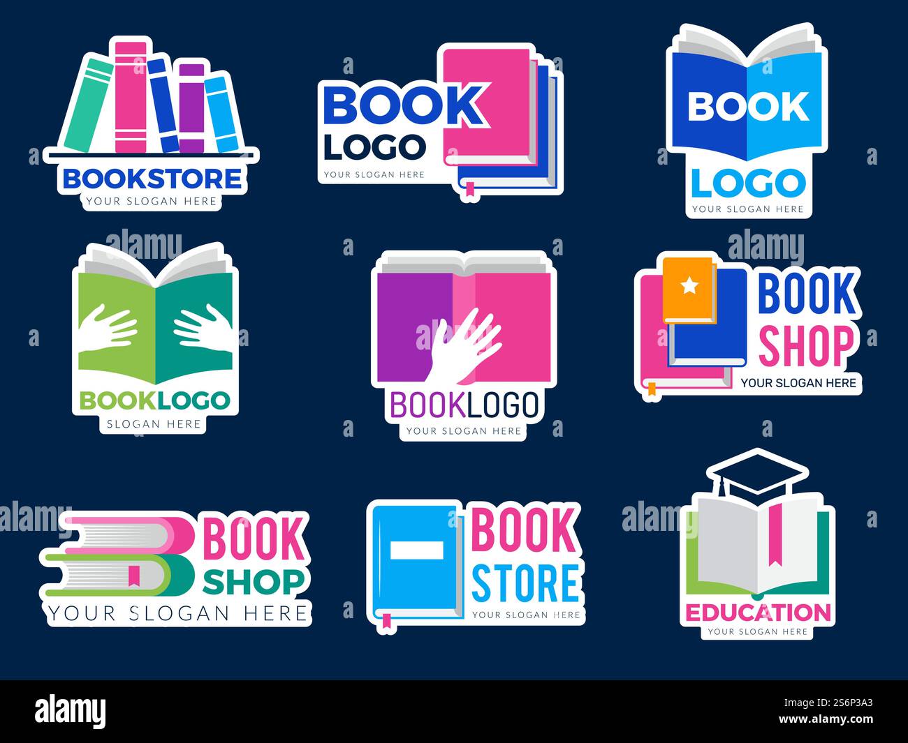 Book logo. Publishing business identity symbols stylized graphic ...