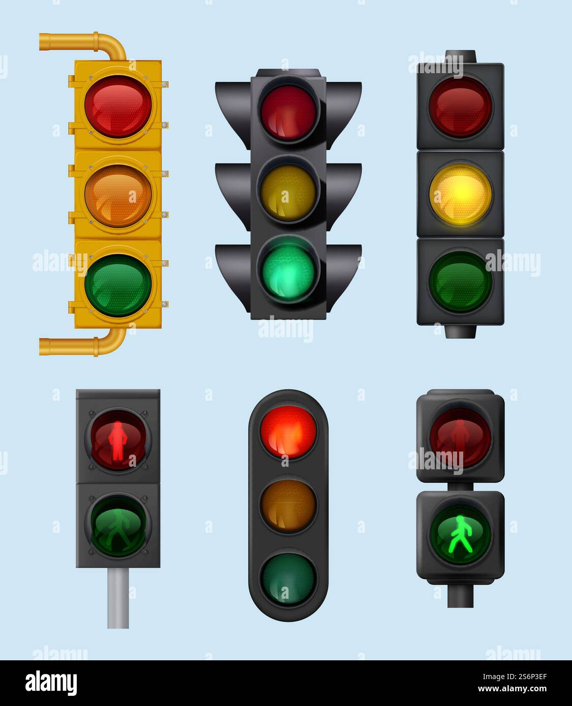 Urban traffic lights. Signs for city vehicles lighting objects for road ...