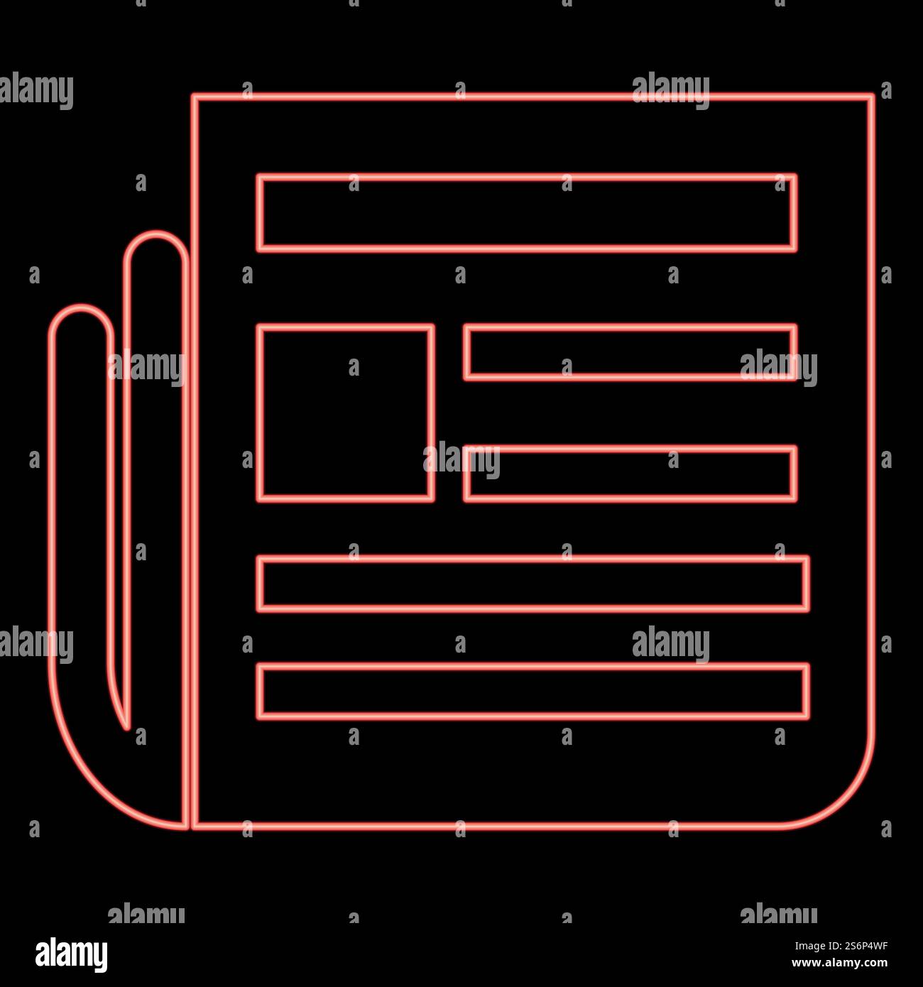 Neon newspaper red color vector illustration flat style light image ...