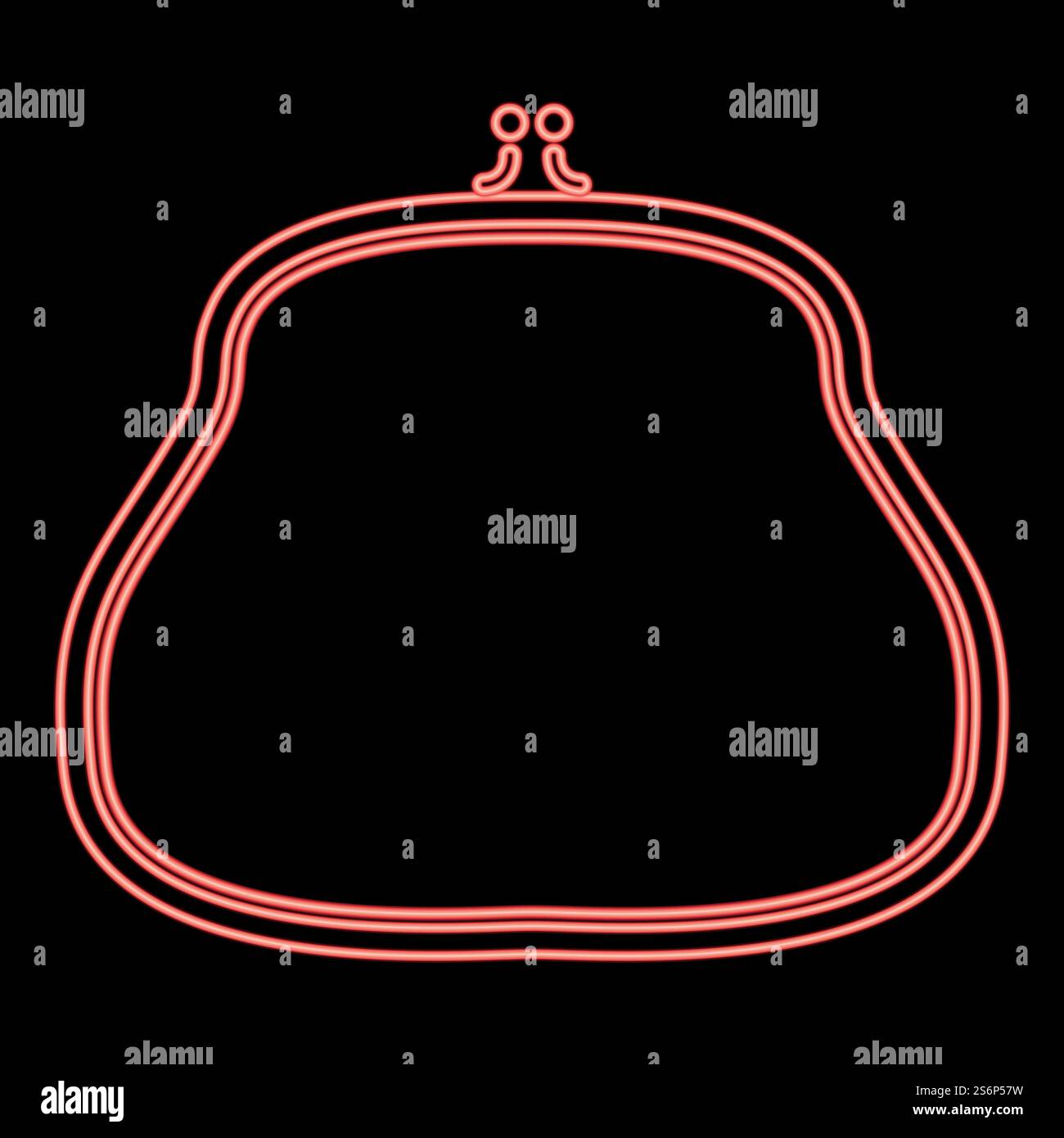 Neon purse red color vector illustration flat style light image. Neon ...