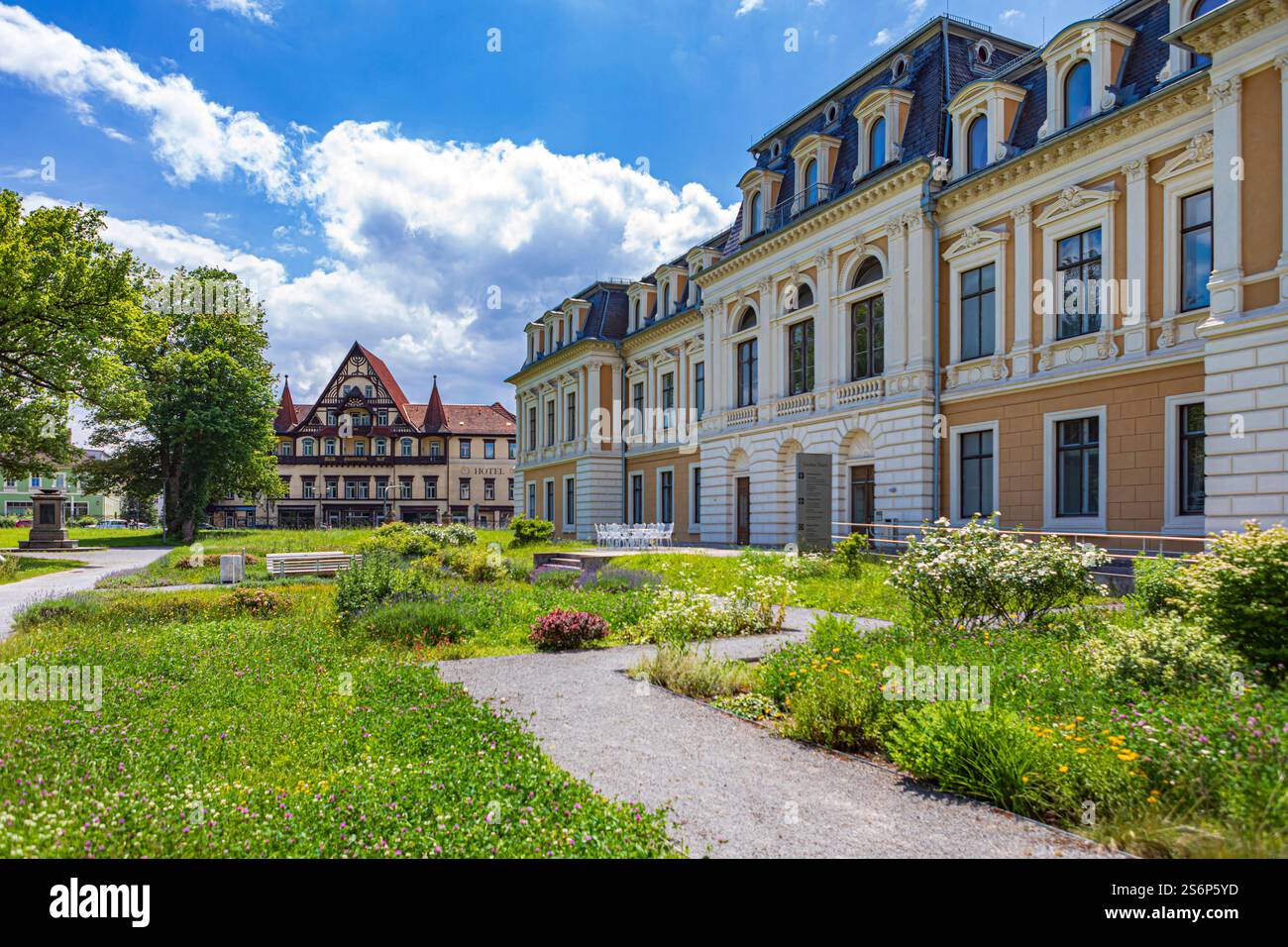 Großes Palais and English Garden of Meiningen town in Thuringia ...