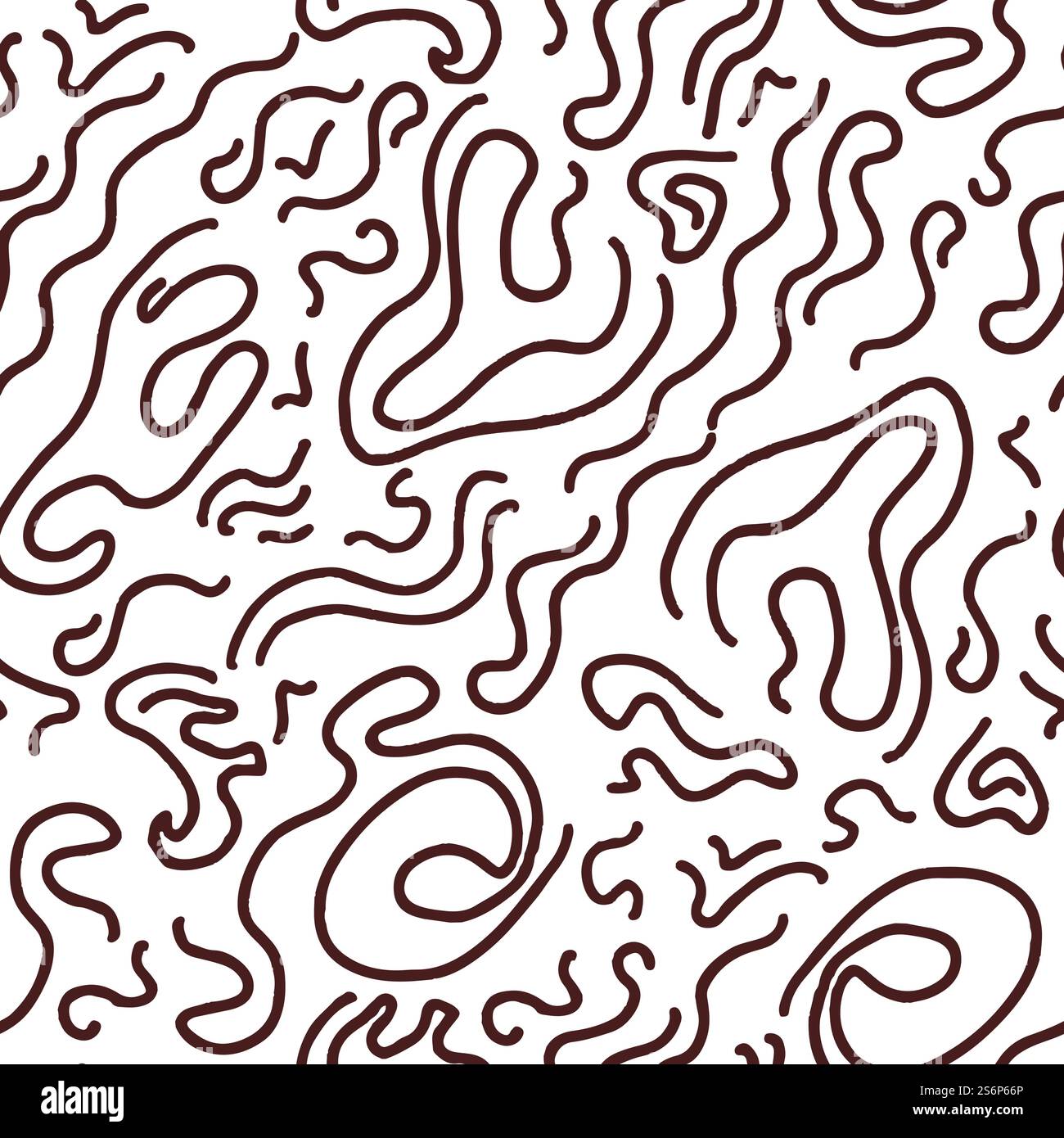 Abstract print with curved and wavy lines, textile or textures on white ...