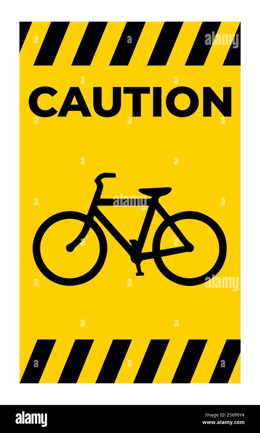 Bicycle Traffic Warning Sign isolated on white background.Vector ...