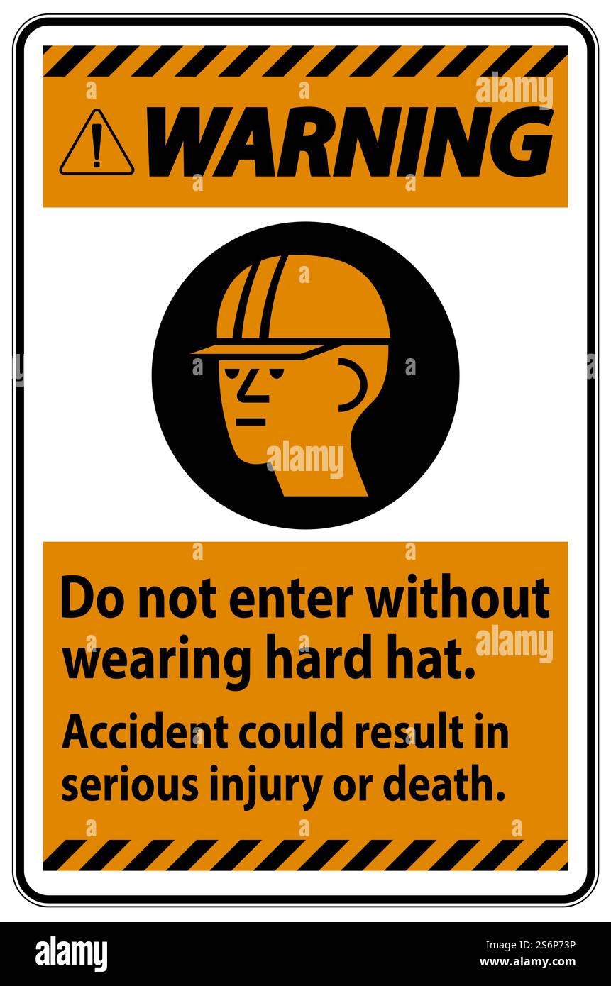 Warning Sign Do Not Enter Without Wearing Hard Hat, Accident Could ...
