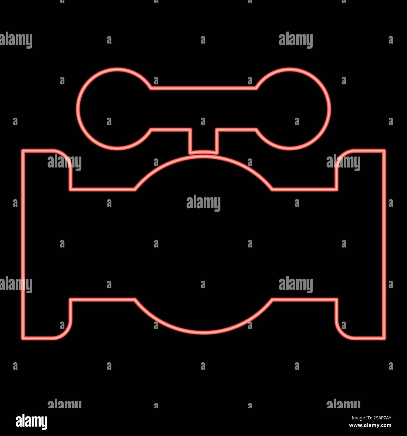 Neon valve red color vector illustration flat style light image. Neon ...