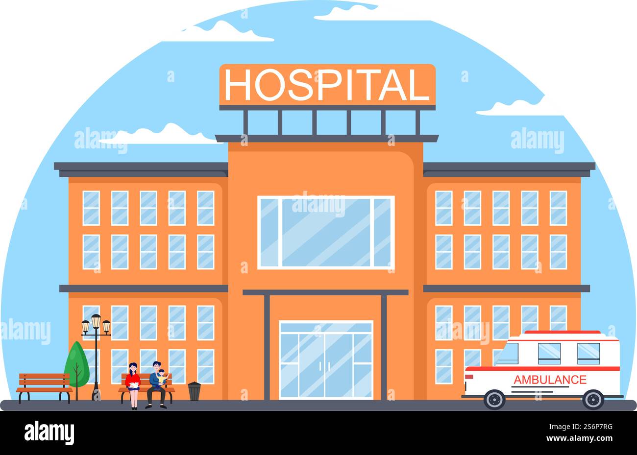 Hospital Building for Healthcare Cartoon Background Vector Illustration ...
