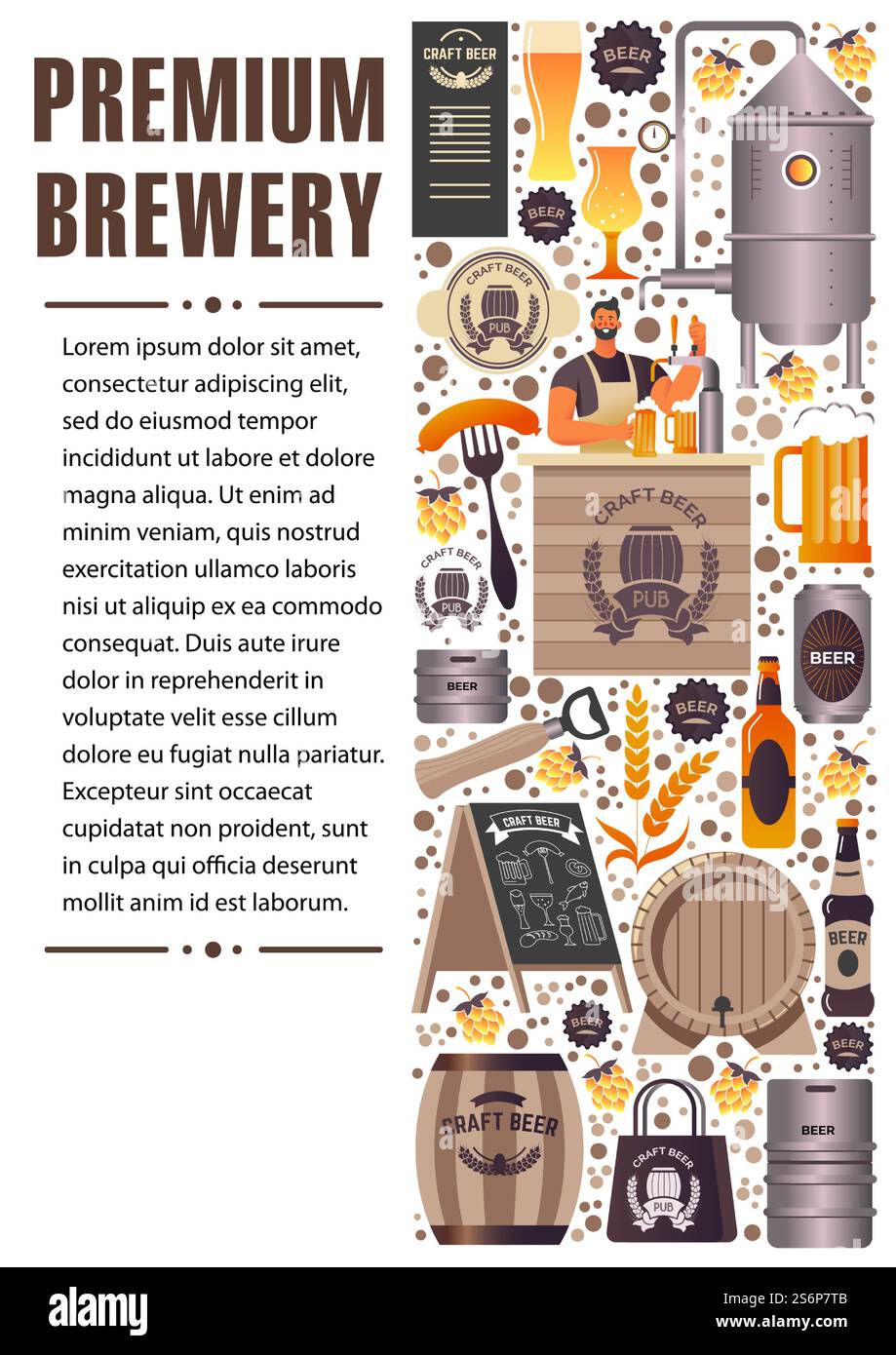 Craft beer production in premium brewery. Equipment and ingredients ...