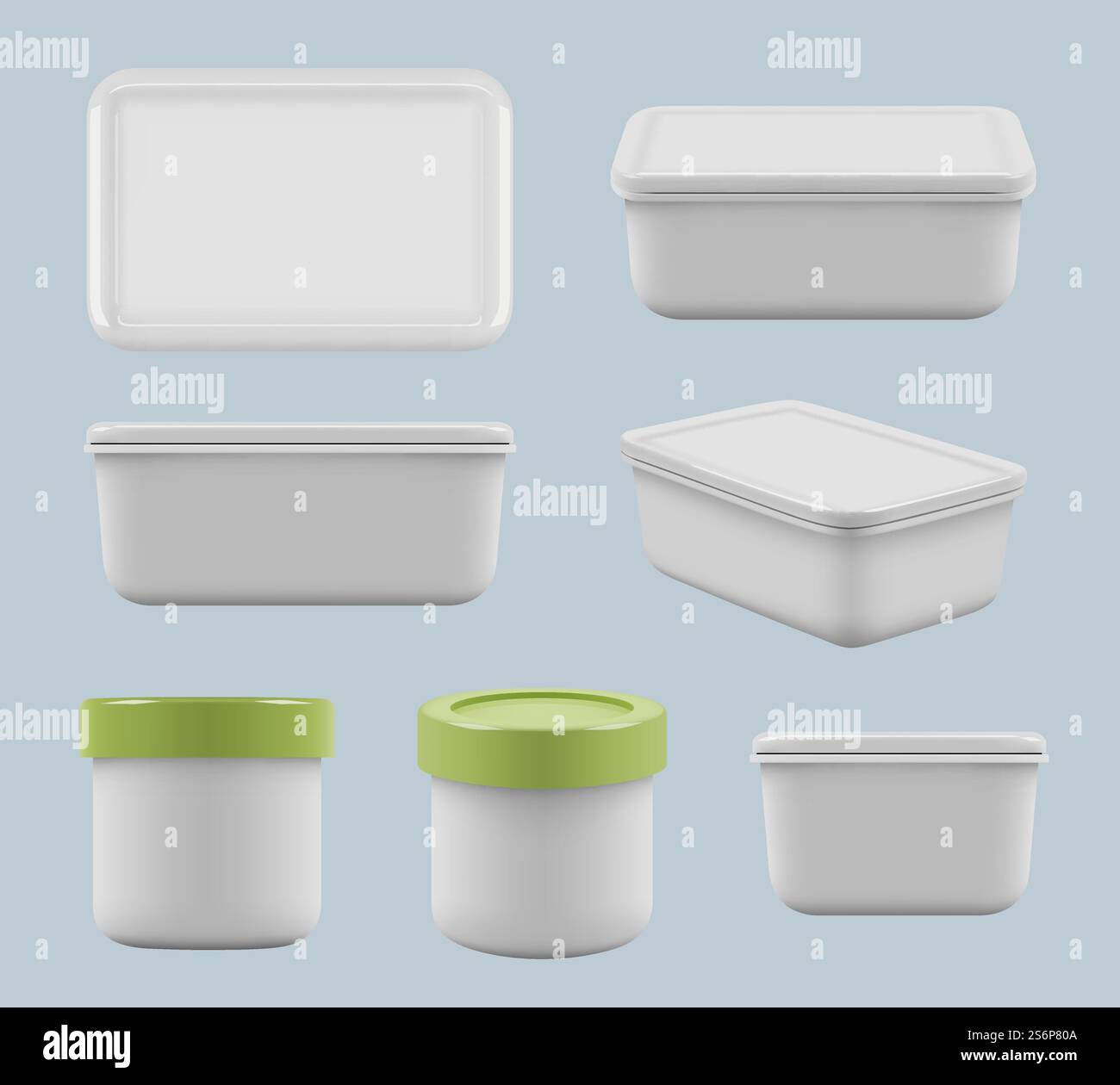 Plastic boxes. Caring food in containers square empty storage utensil ...