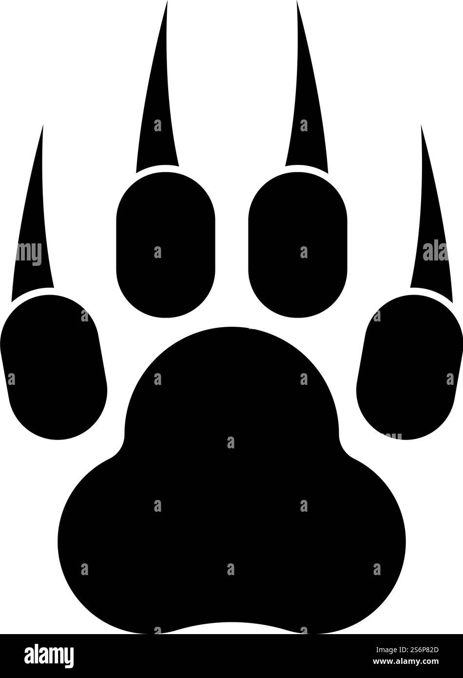 Print animal paw with claws Foot icon black color vector illustration ...