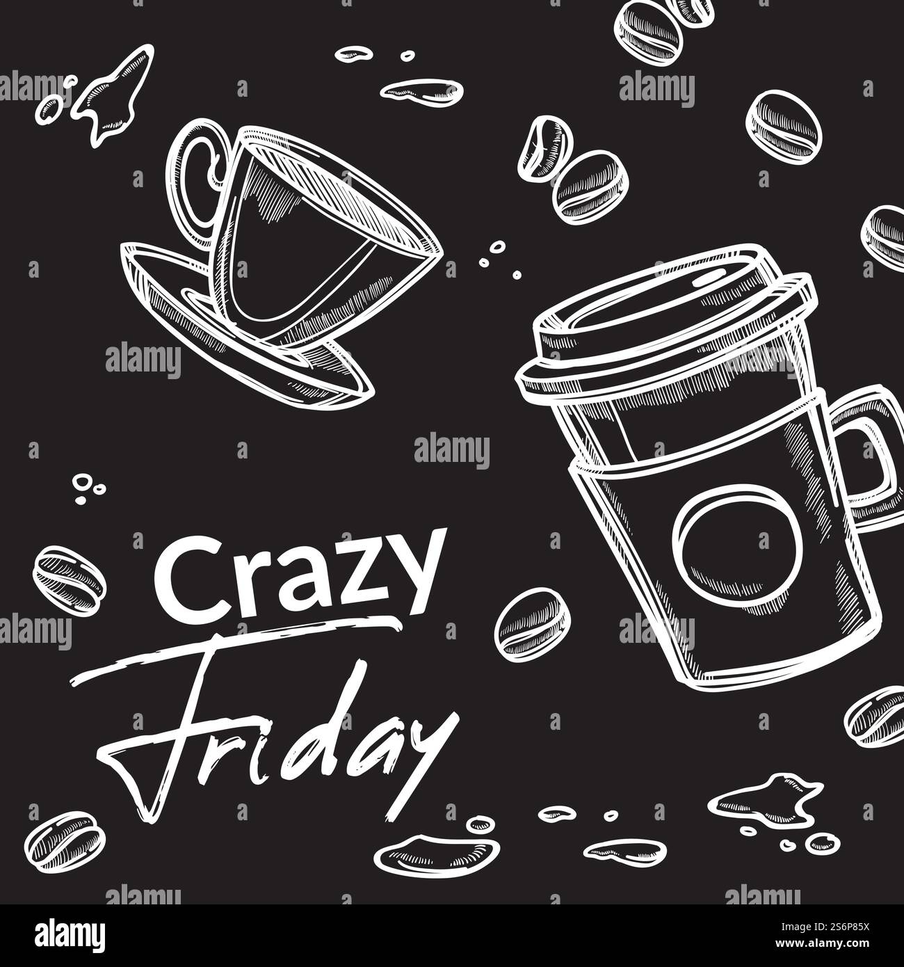 Cafe or restaurant, crazy friday banner or advertisement poster with ...