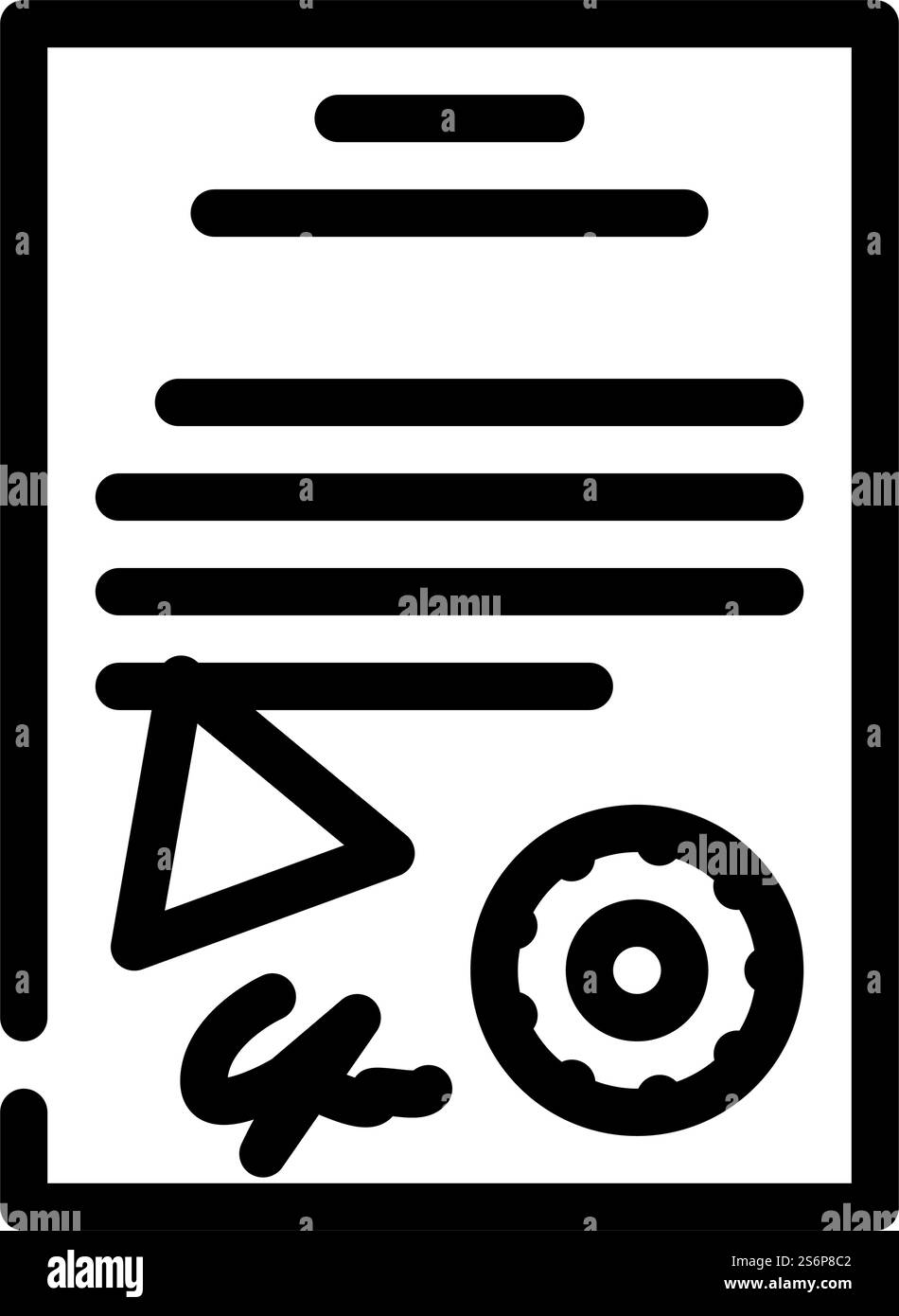 certificate document line icon vector. certificate document sign ...