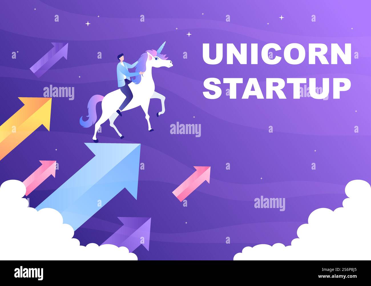 Unicorn Business Startup Symbol Vector Illustration. Businessman of ...
