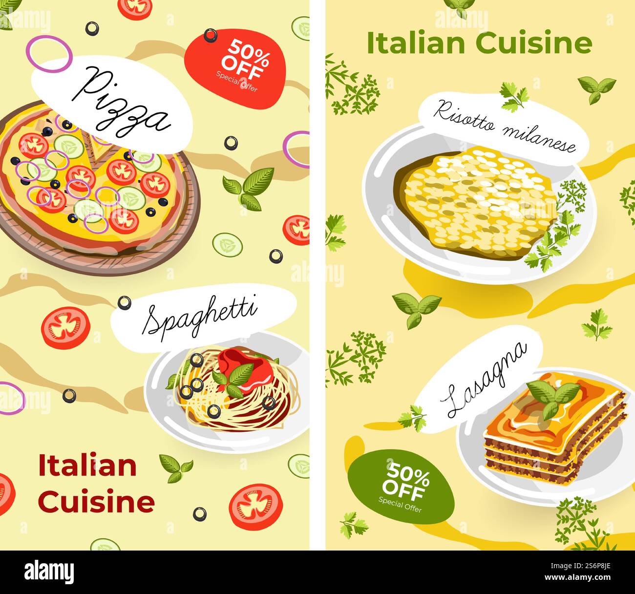 Promotional banner and posters with sales and discounts. Italian ...