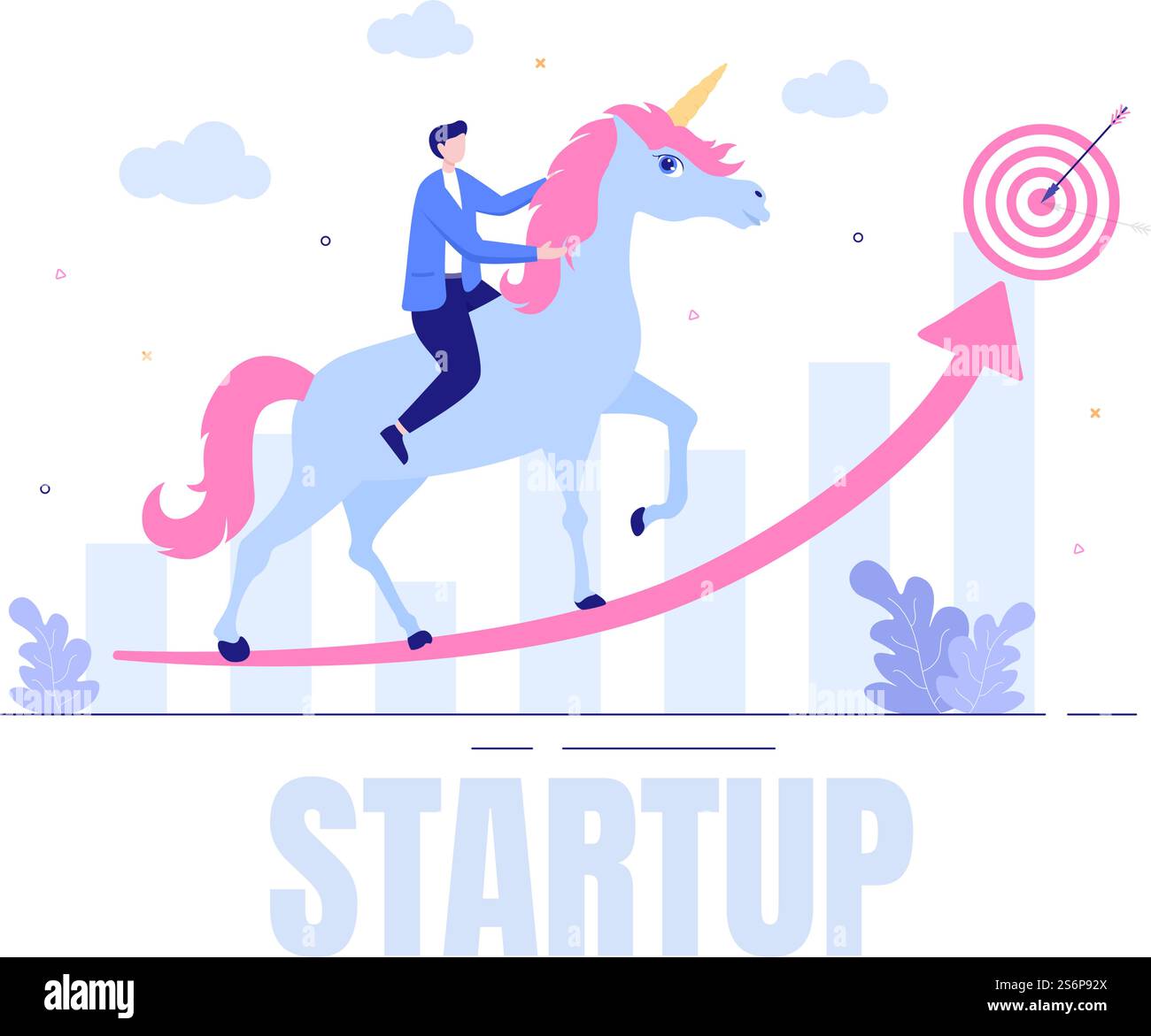 Unicorn Business Startup Symbol Vector Illustration. Businessman of ...