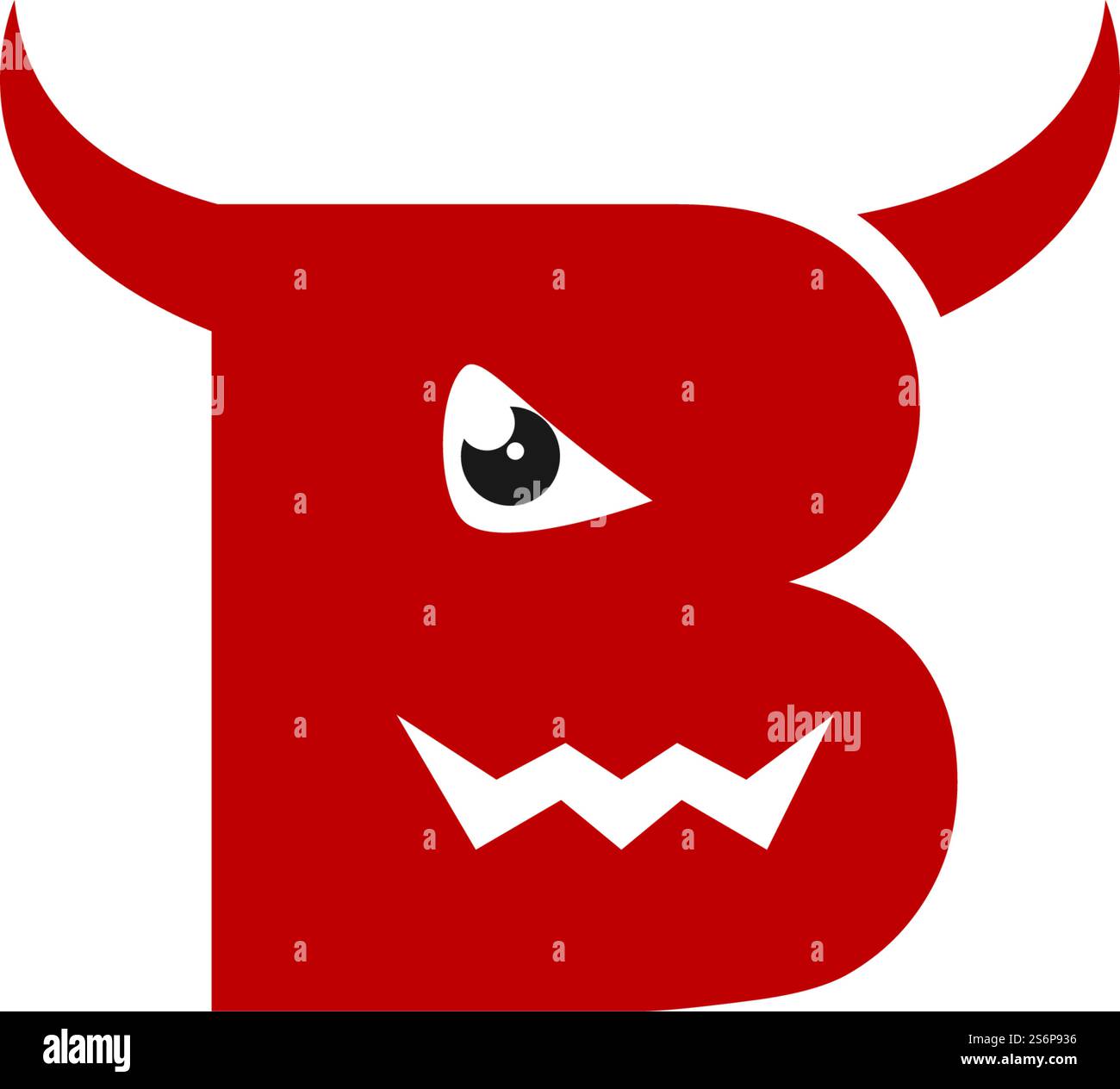 B initial letter with devil horn logo vector design Stock Vector Image ...