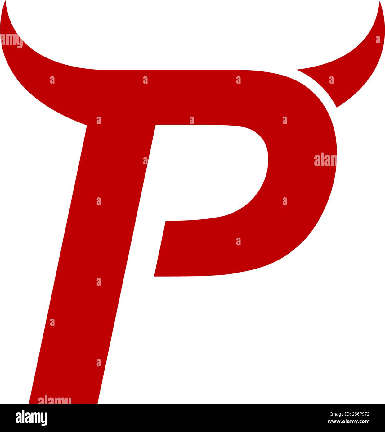 P initial letter with devil horn logo vector design Stock Vector Image ...