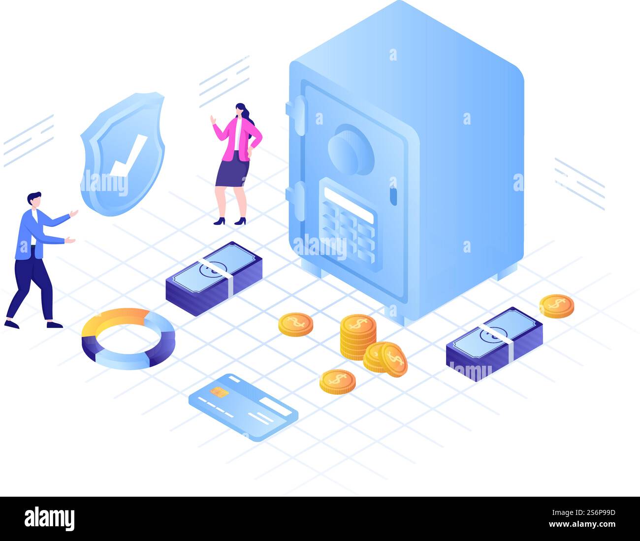Bank Locker Vector Illustration. Storage Safe Box for Cash Safety ...