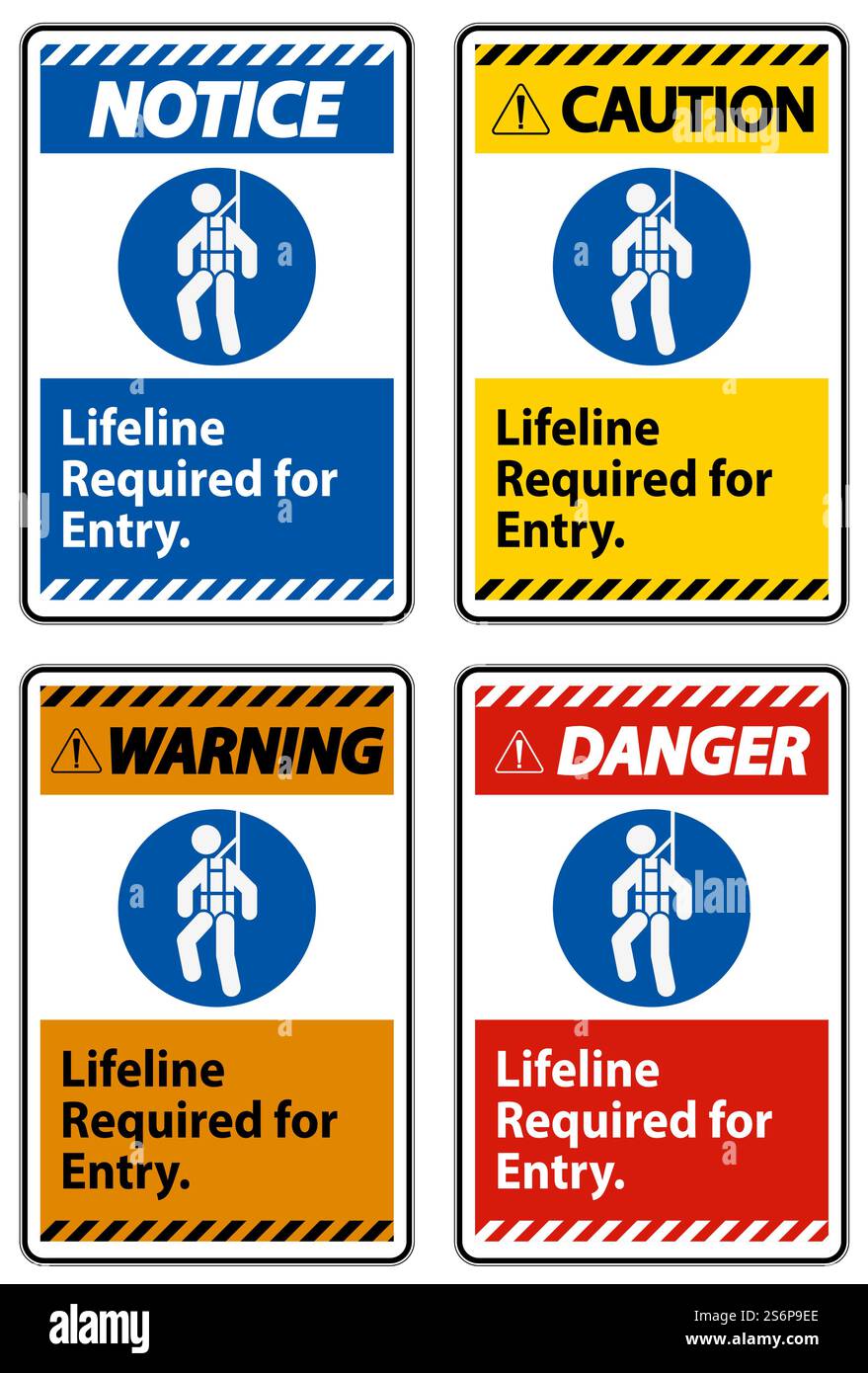 Warning Confined Space Sign Lifeline Required For Entry Stock Vector ...