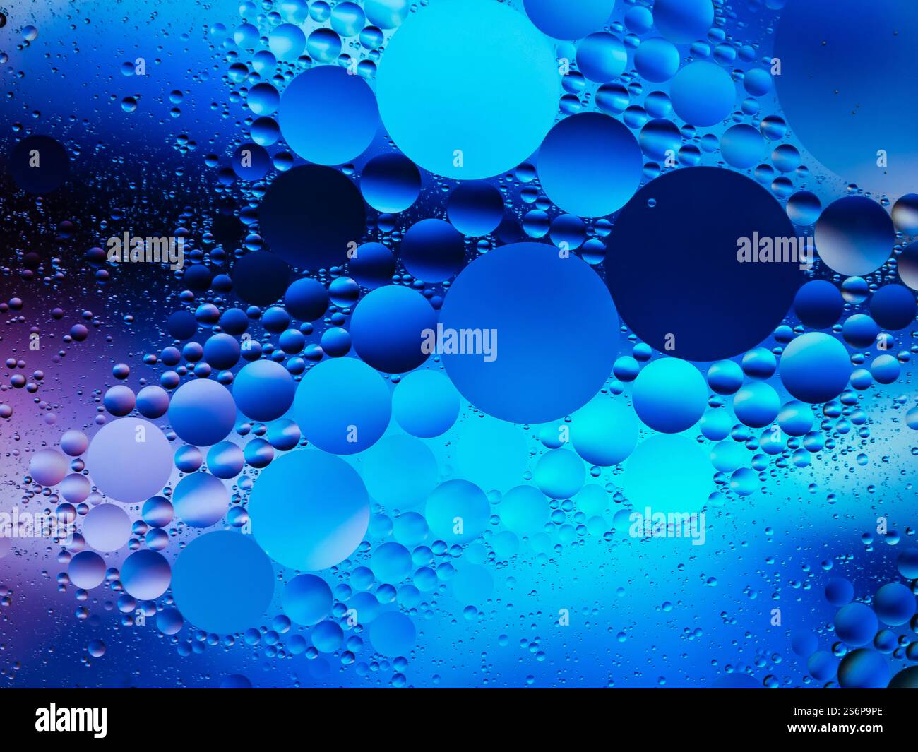 Abstract design featuring bright blue floating bubbles with a modern ...