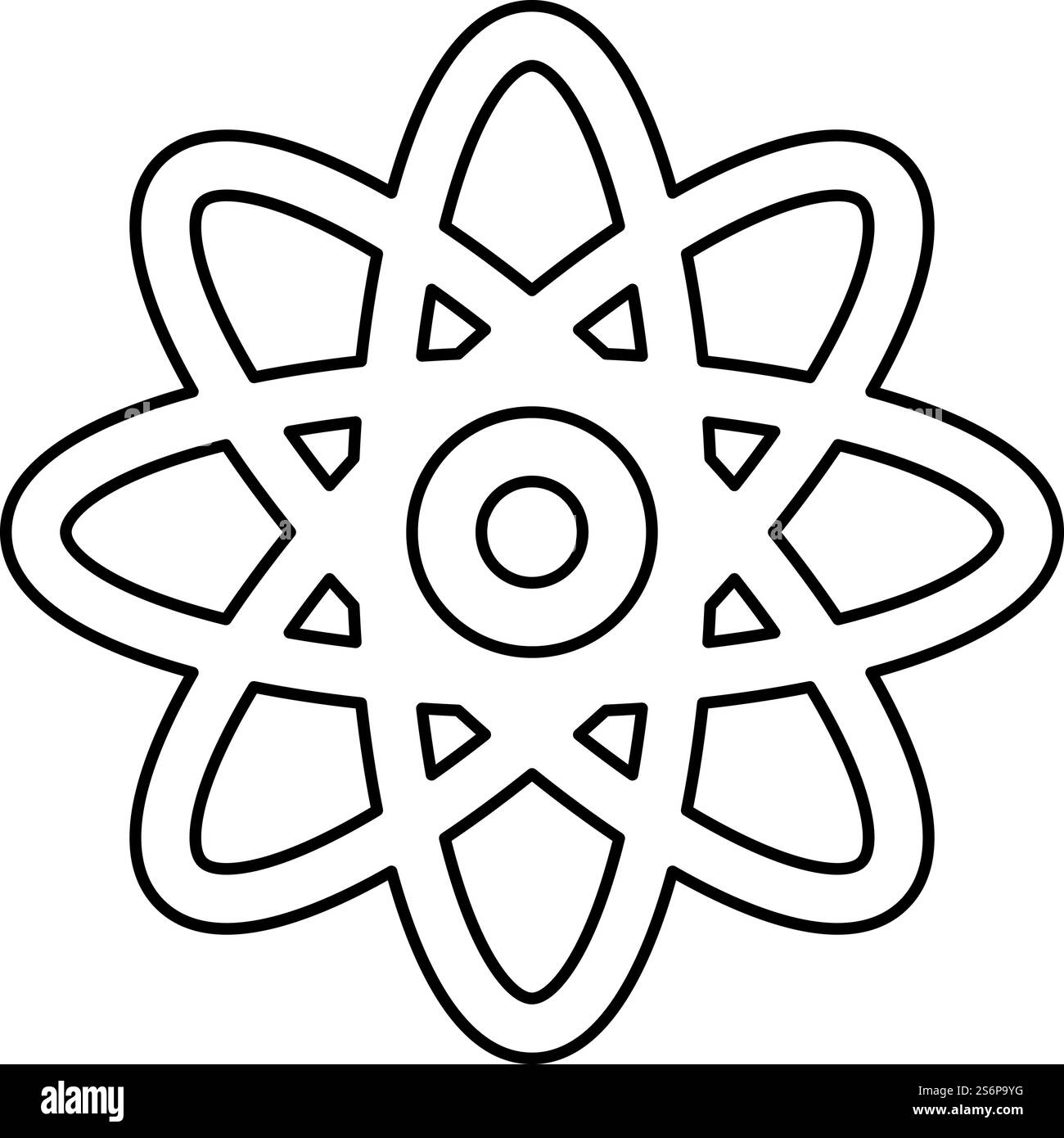 Atom molecular sign contour outline icon black color vector ...