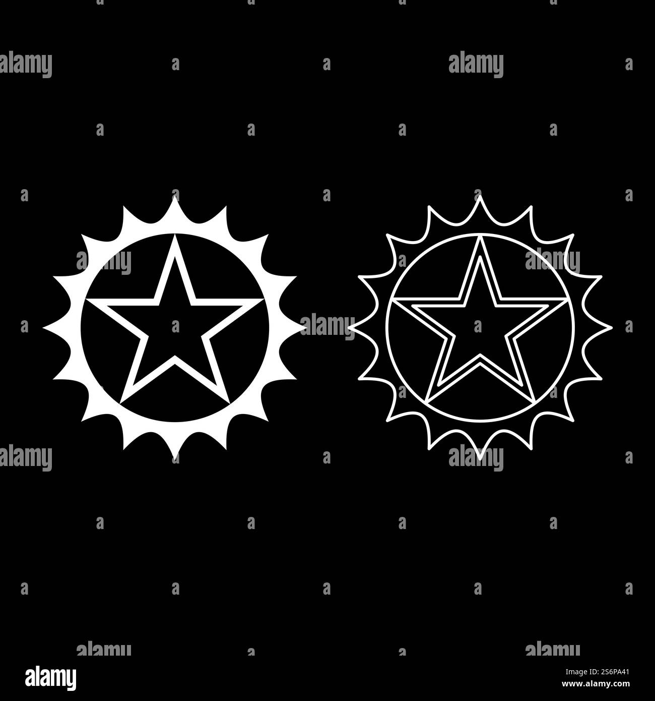 Star in circle with sharp edges icon white color vector illustration ...