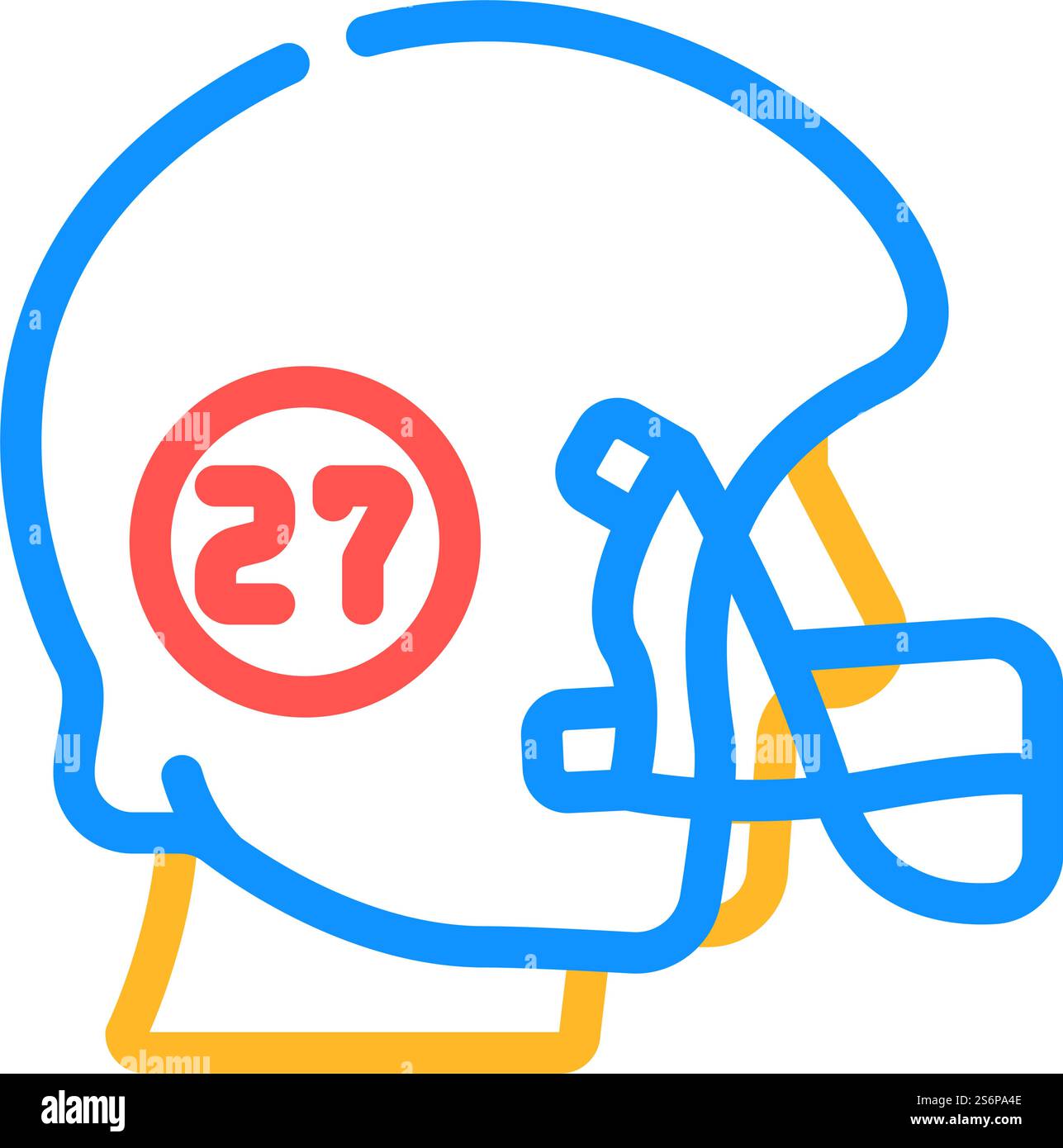 rugby football player helmet with number color icon vector. rugby ...