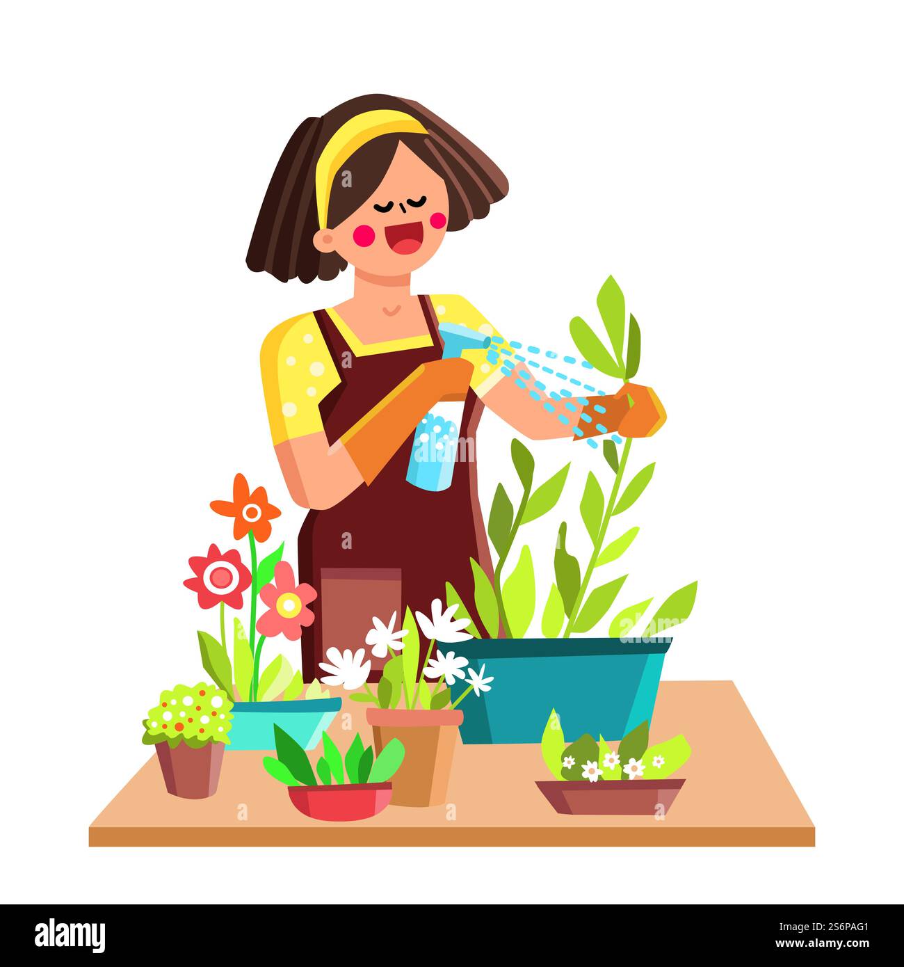 botany woman home planting. botany farmer woman working. florist hobby ...