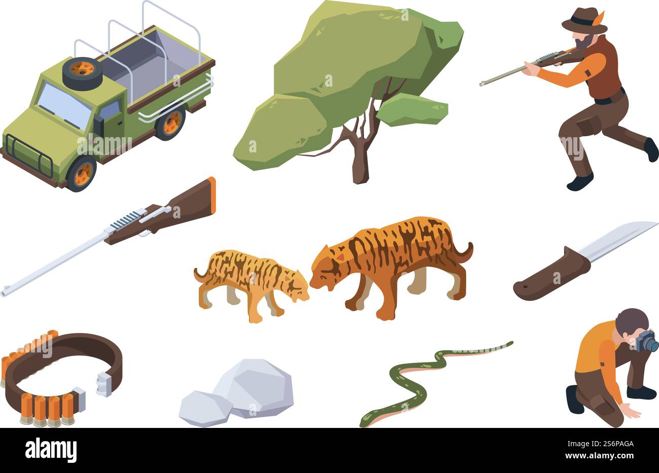 Touristic safari. African wild hunting for animals tribal adventure ...