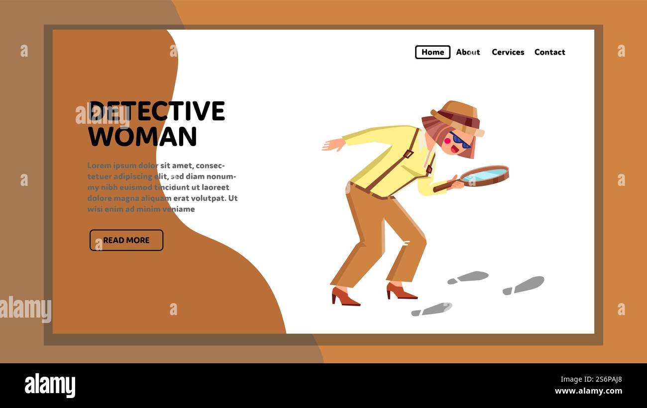 detective spy woman. private detective woman with glass. investigation ...