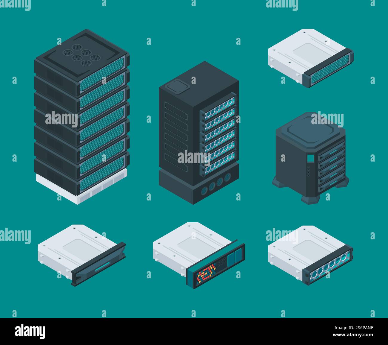 Computer data storage shelves. Server equipment it technology network hardware tools router ...