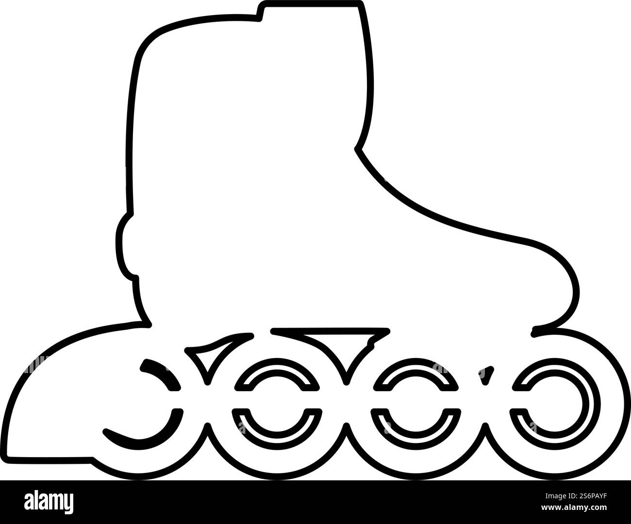 Roller skates blades Personal transportation contour outline icon black ...