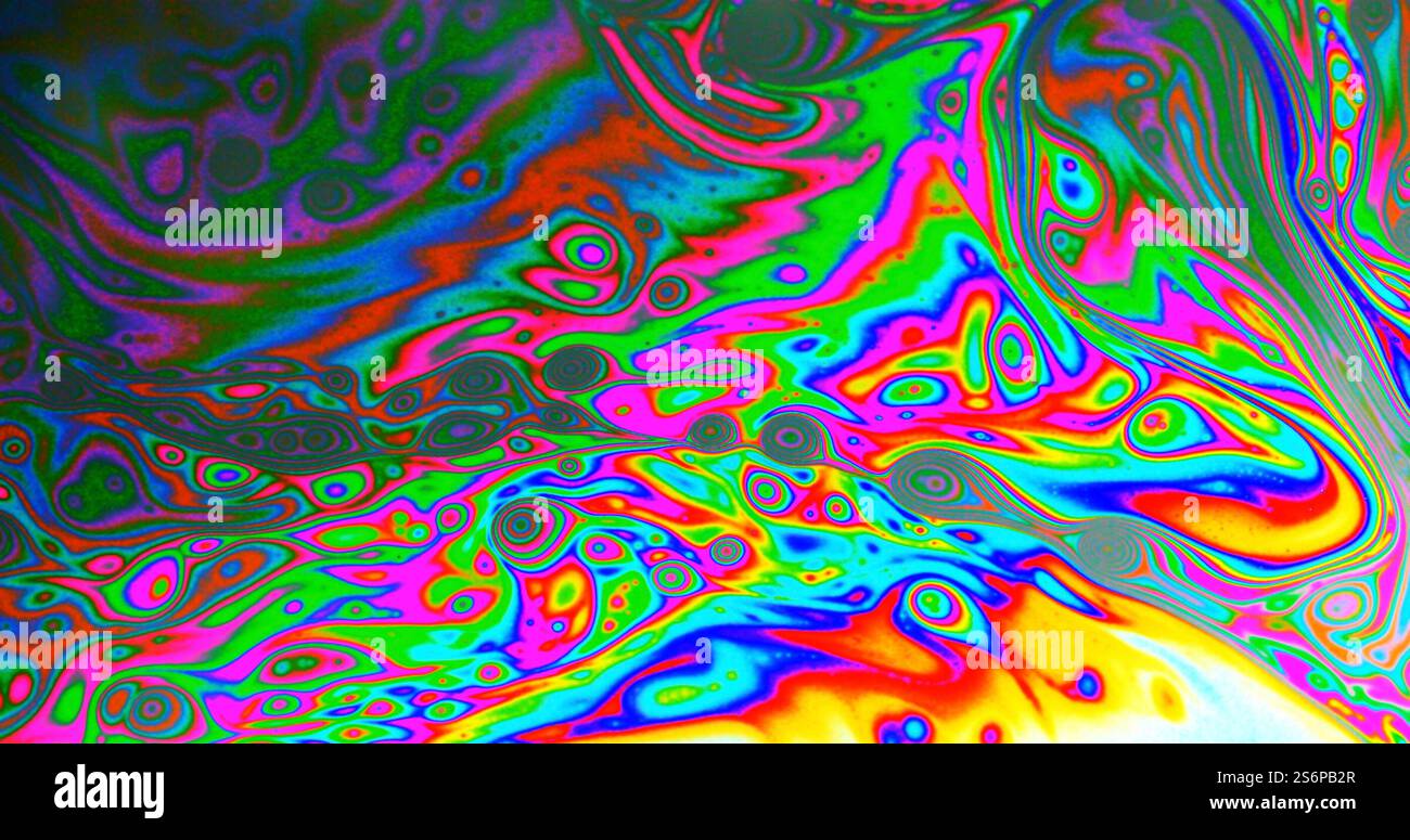 colorful streaks on the soap skin caused by Newton rings and light ...