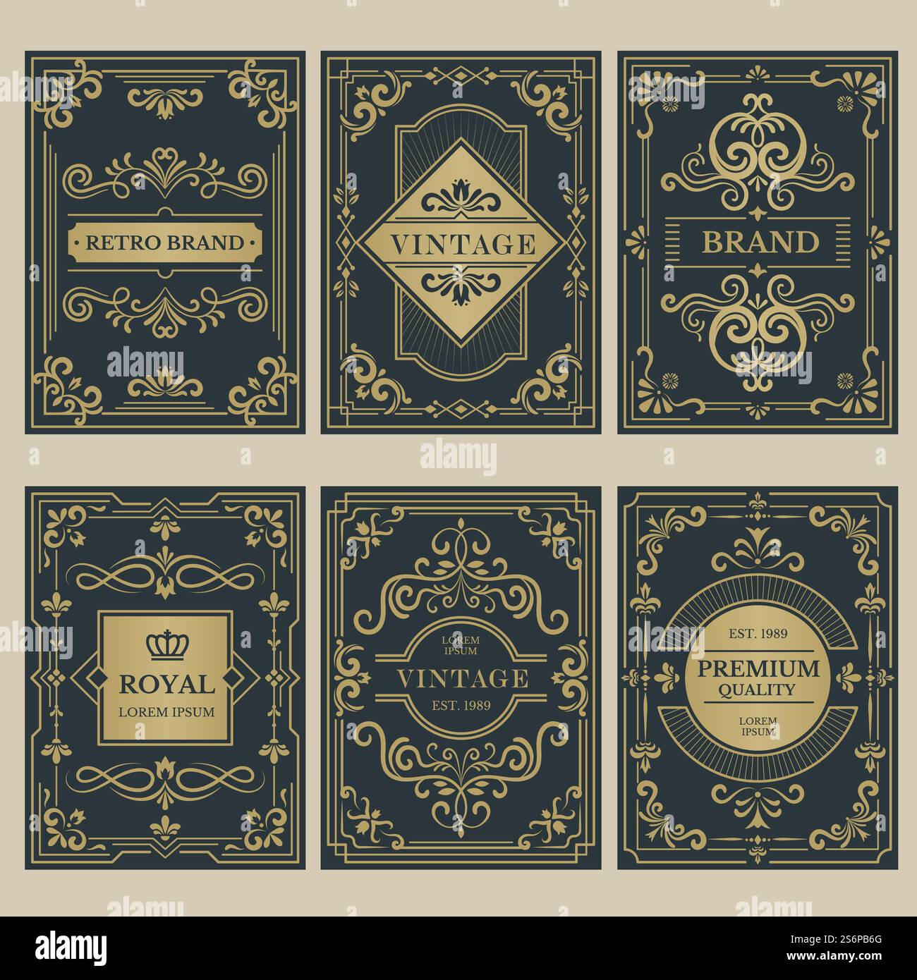 Crown vintage cards. Royal victorian style posters with floral ...