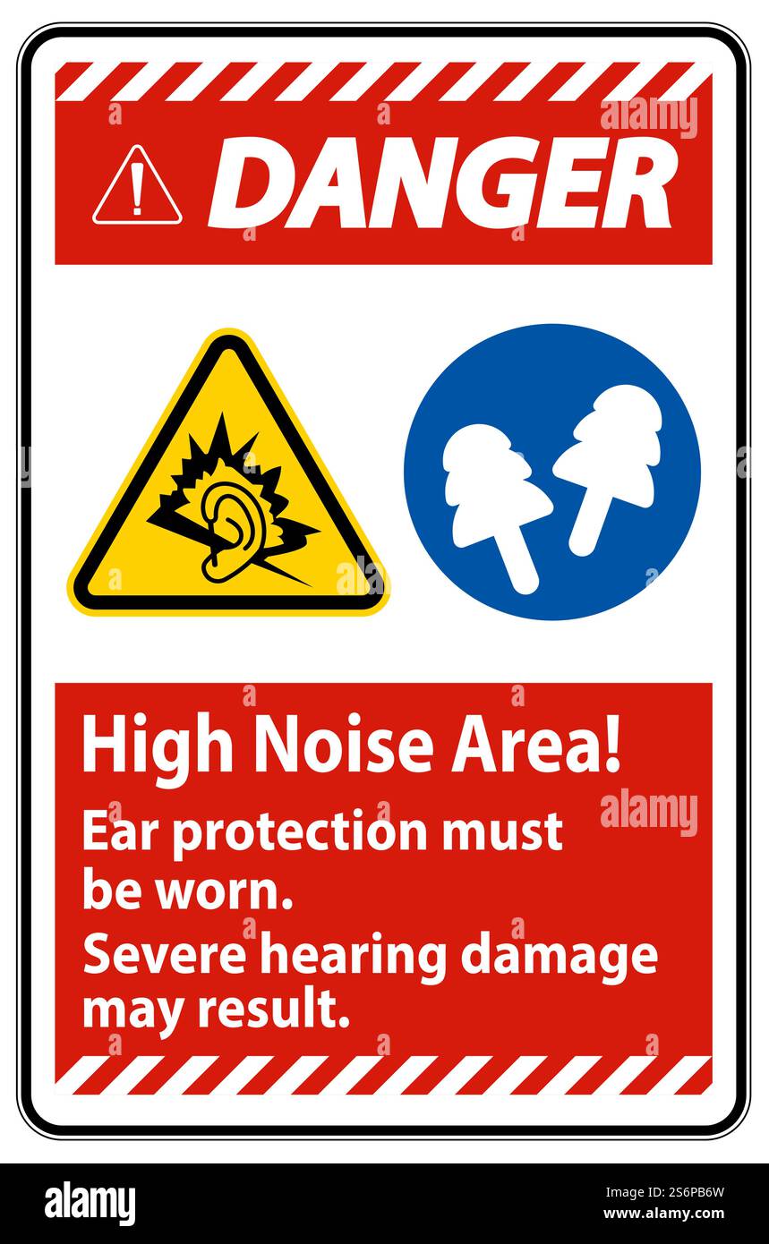 Warning Sign High Noise Area Ear Protection Must Be Worn, Severe ...