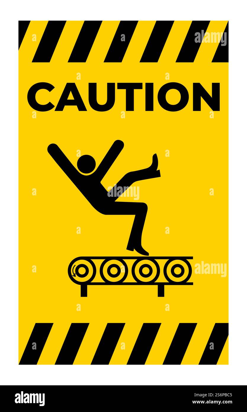 Fall Hazard From Conveyor Symbol Sign Isolate on White Background ...