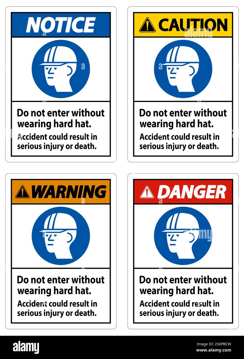 Warning Sign Do Not Enter Without Wearing Hard Hat, Accident Could ...