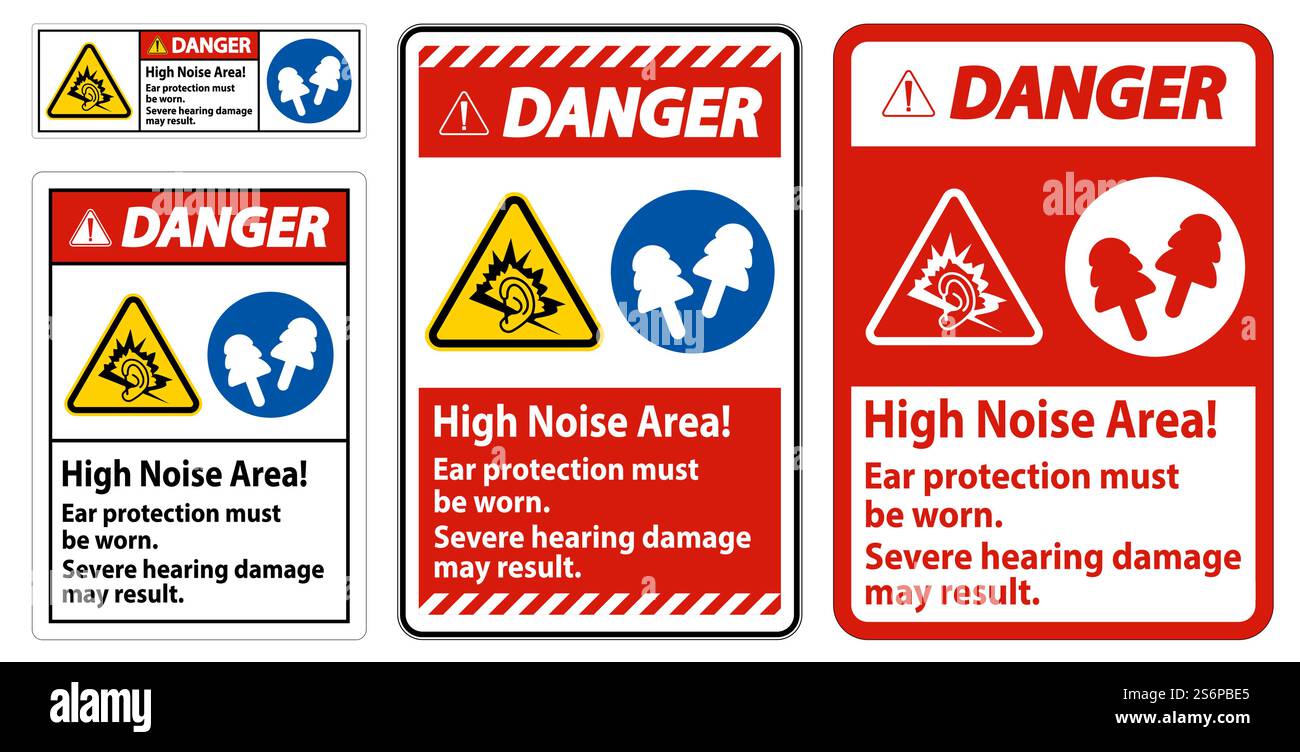 Warning Sign High Noise Area Ear Protection Must Be Worn, Severe ...