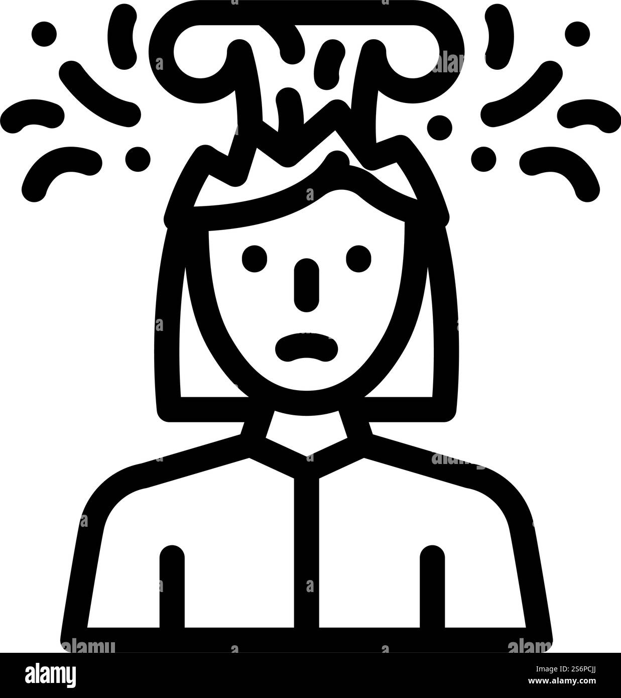 brain explosion female line icon vector. brain explosion female sign ...