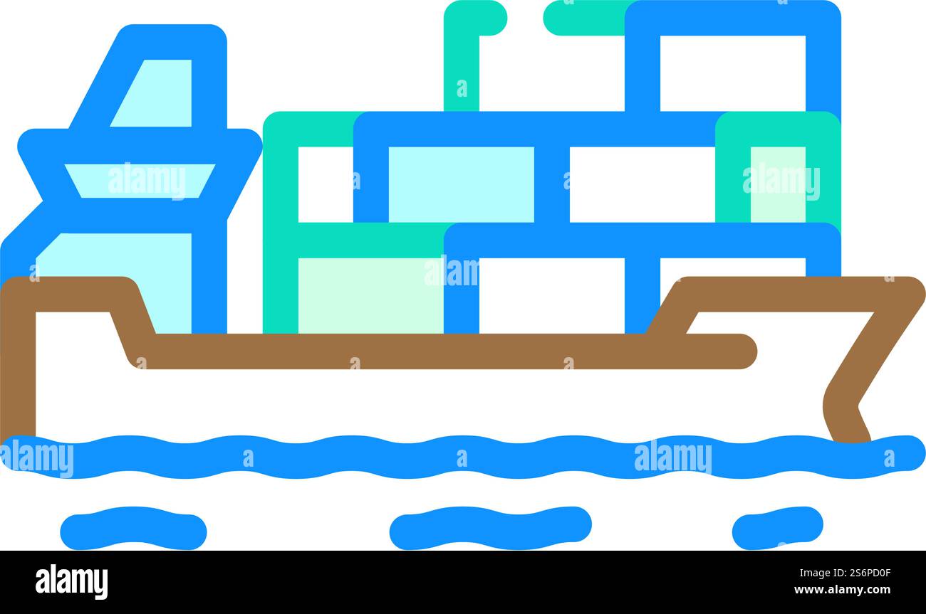 container ship color icon vector. container ship sign. isolated symbol ...