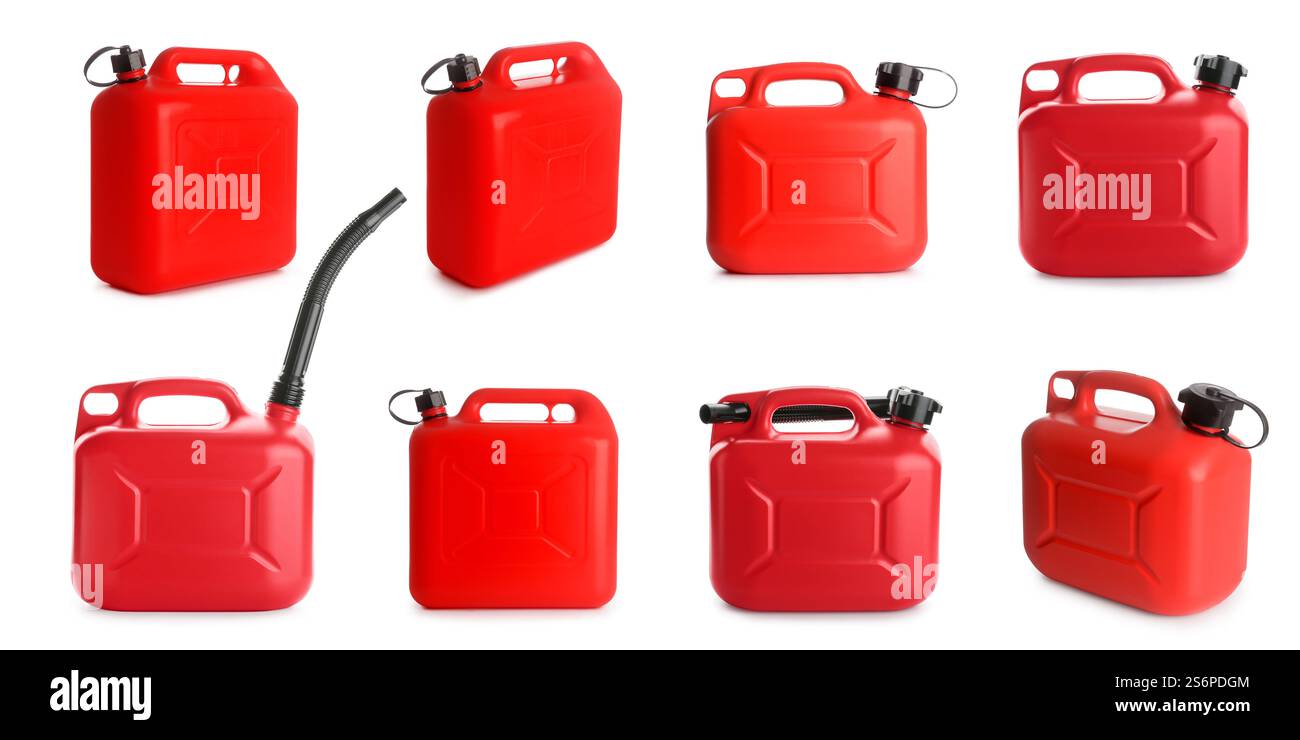 Set of canisters on white background Stock Photo - Alamy