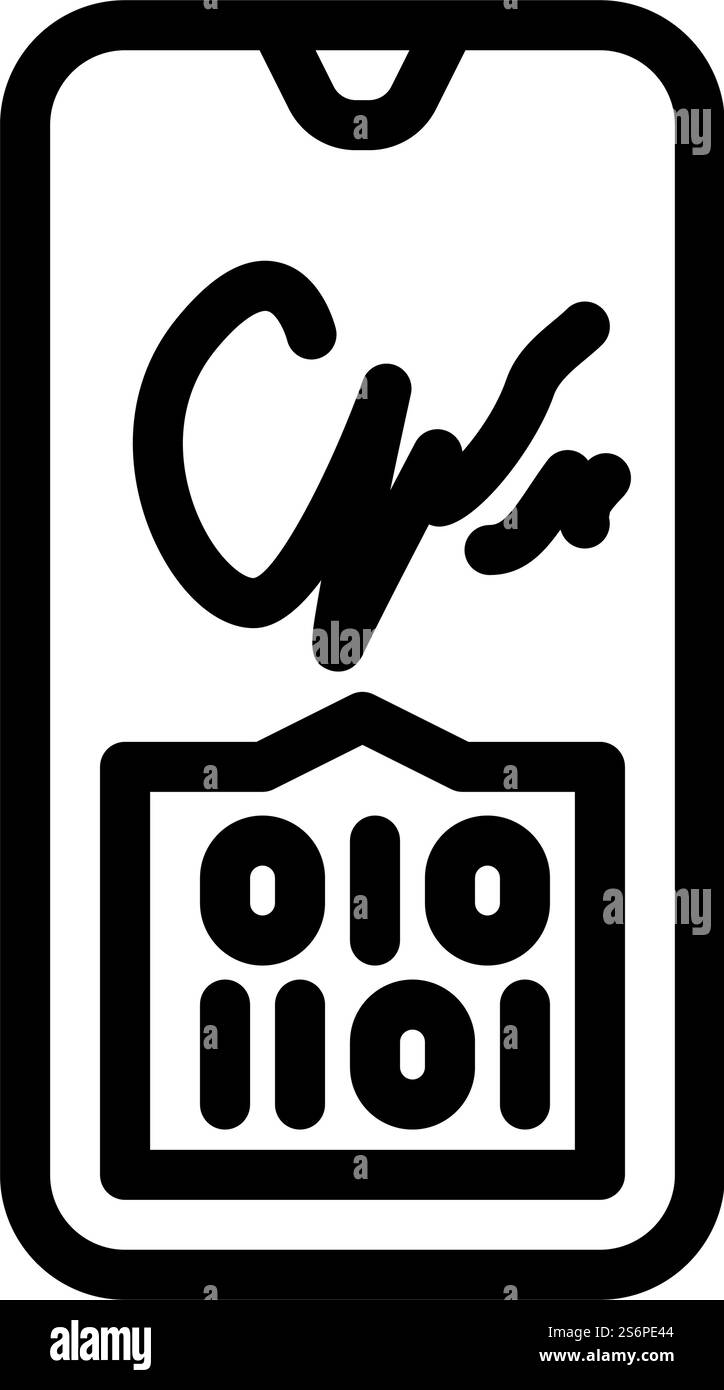 digital signature line icon vector. digital signature sign. isolated ...