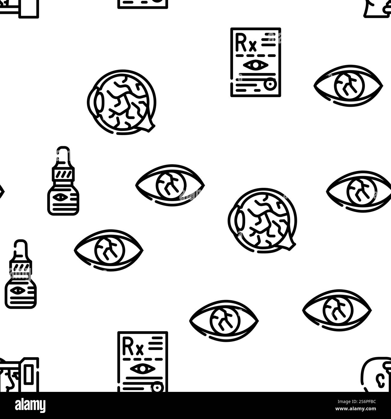 Ophthalmology Eye Disease Treat Vector Seamless Pattern Thin Line ...