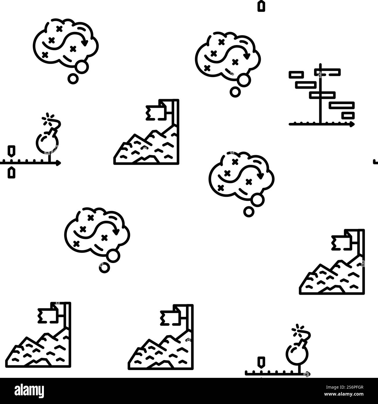 Planning Startup Project Strategy Vector Seamless Pattern Thin Line ...